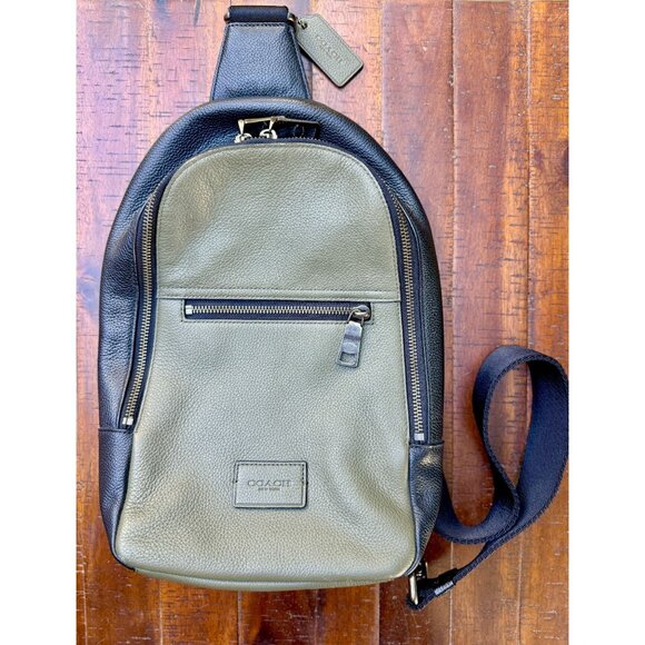 Coach | Bags | Coach Campus Pack In Olive Green And Black Leather Coach ...